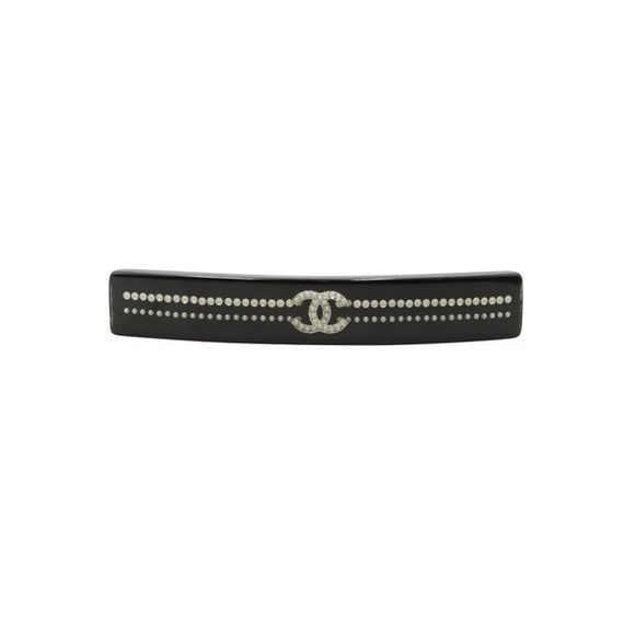 CHANEL | Jewelry | Chanel Black Hair Barrette With Pearl Cc Logo | Poshmark